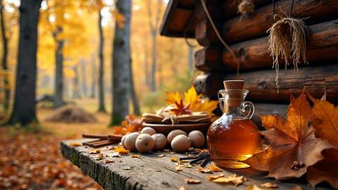 Natural Ingredients in Traditional Maple Syrup - Pancakes with Waffles